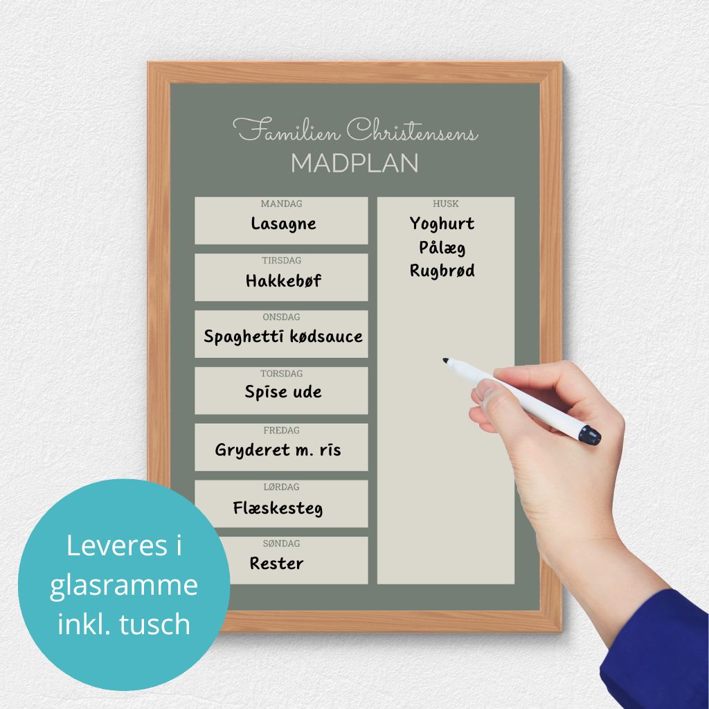 Få styr på madlavning & indkøb med Madplan tavle no 1 – Plakana